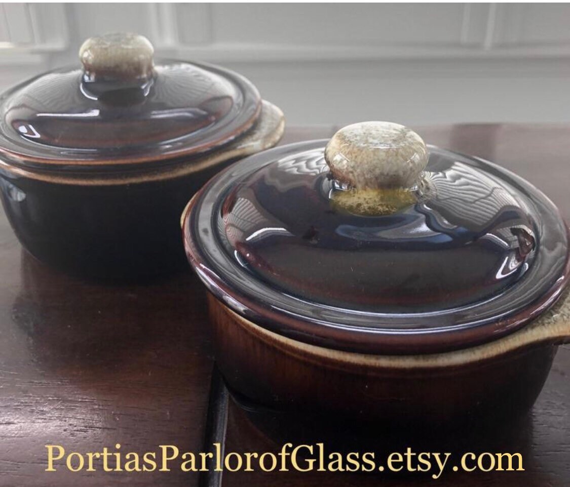 Two 2 Vintage Brown Drip Bean Crocks - Etsy