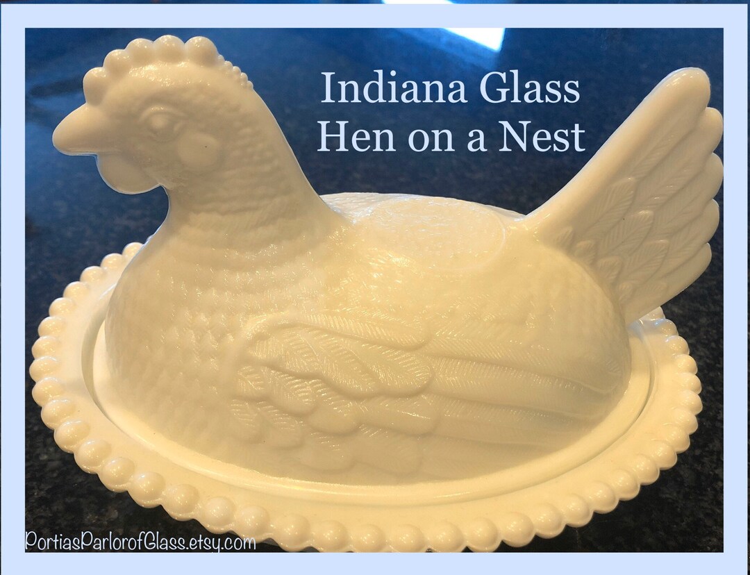 1940/50s Large Indiana Glass - Glass Hen on a Nest Dish - Etsy