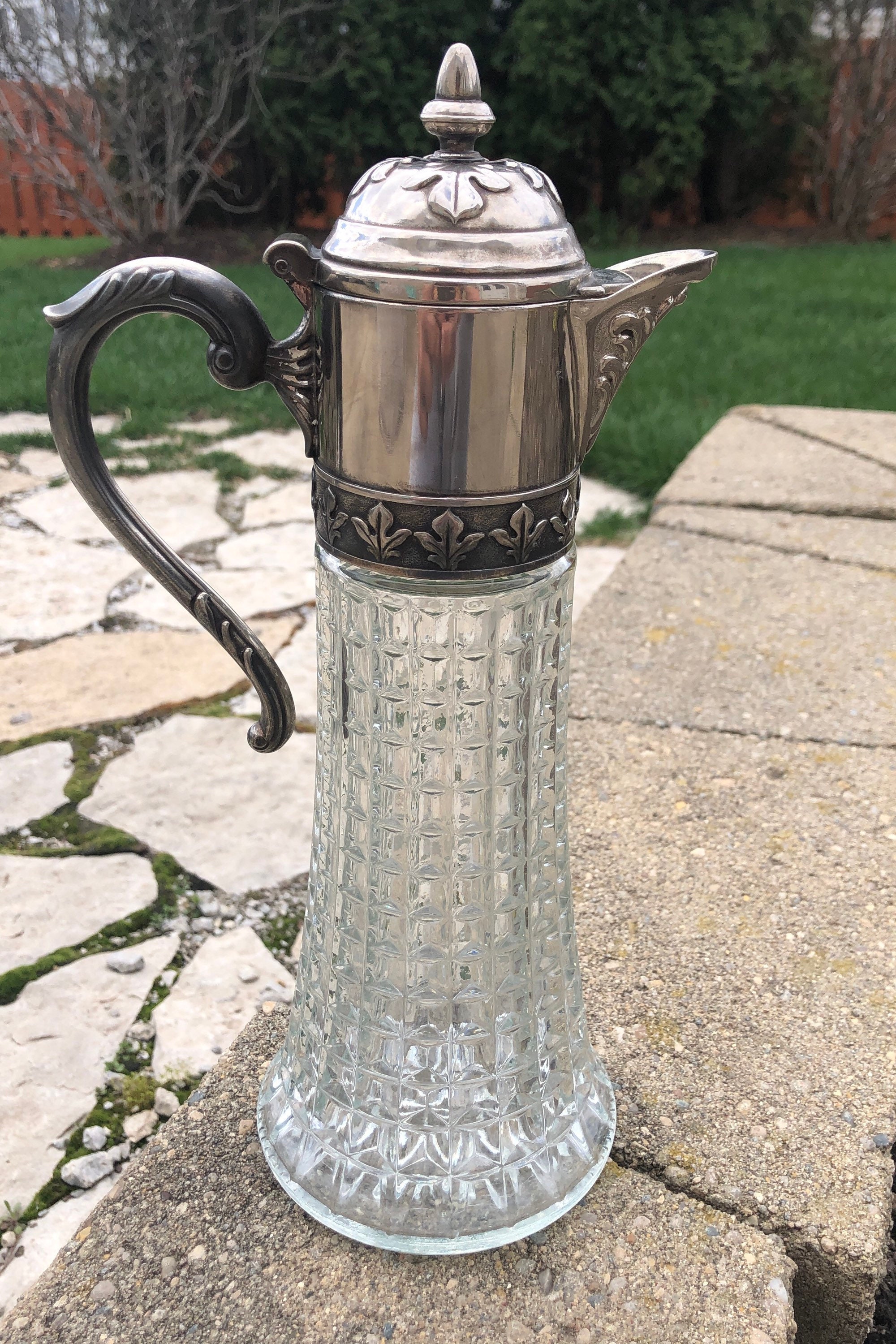 Vintage Primrose Silver & Glass Pitcher - Etsy