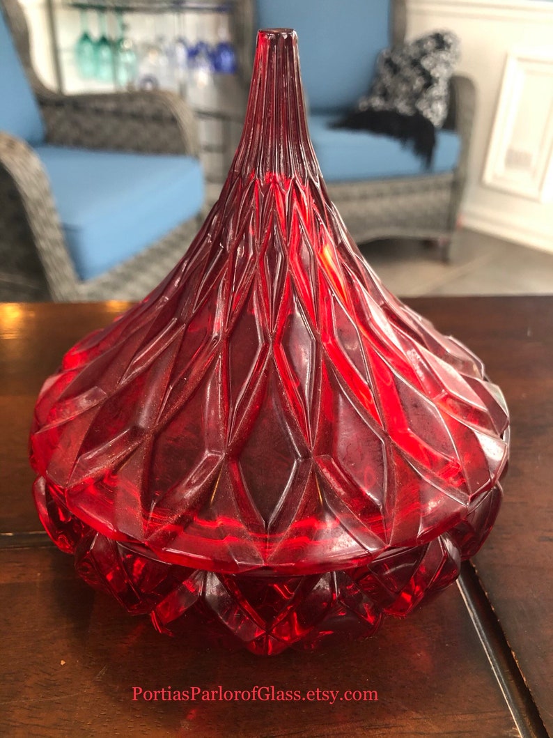 Vintage Red Cut Crystal Decorative Dish - Etsy