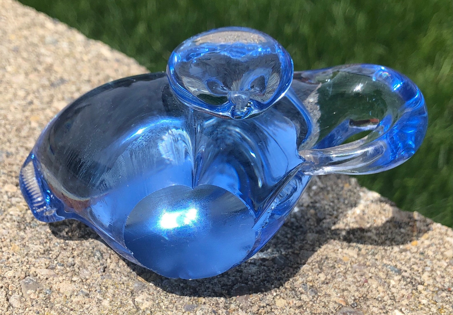 Vintage Blue Glass Elephant Paperweight | Etsy