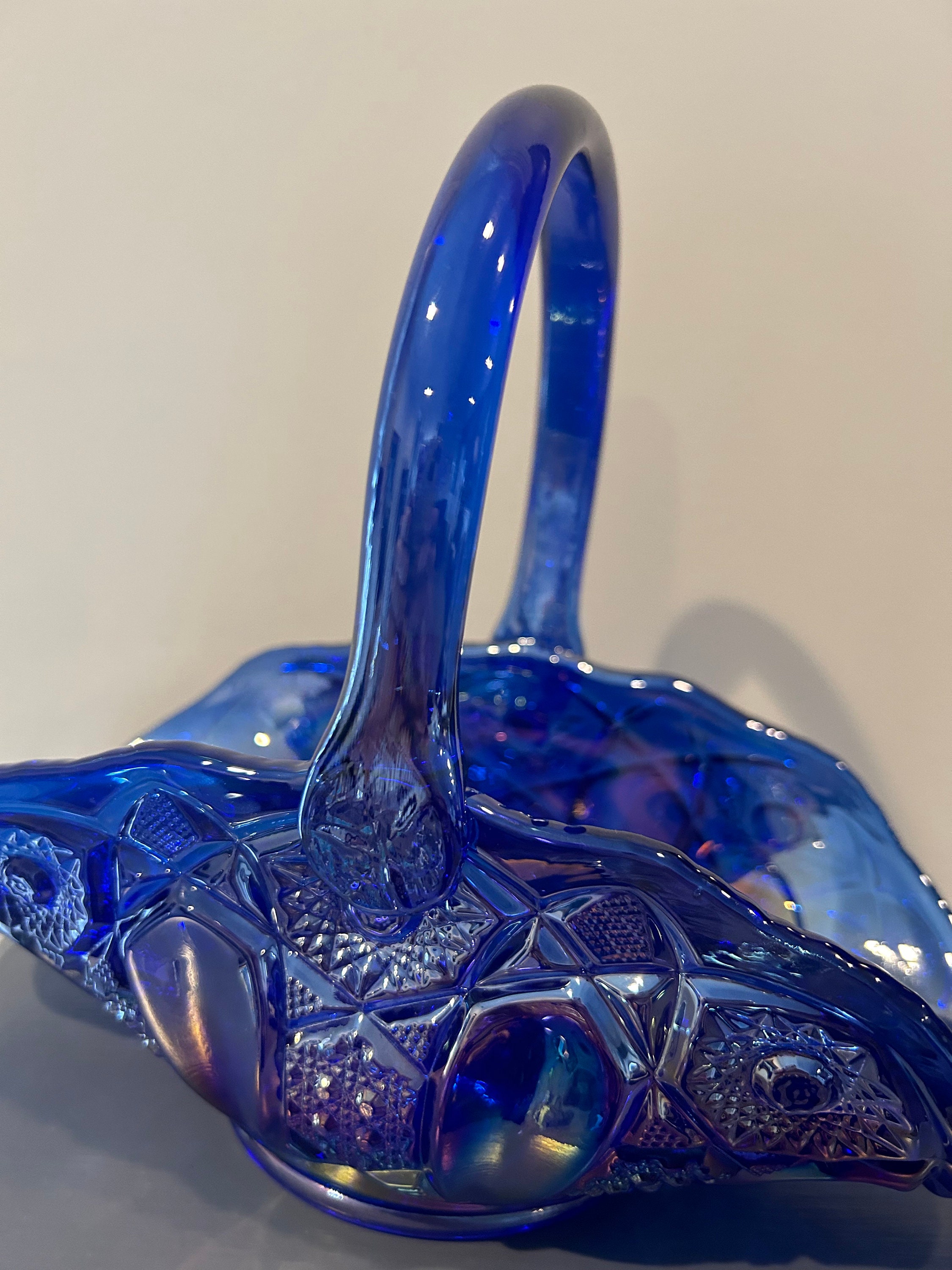 Cobalt Blue Depression Glass Basket