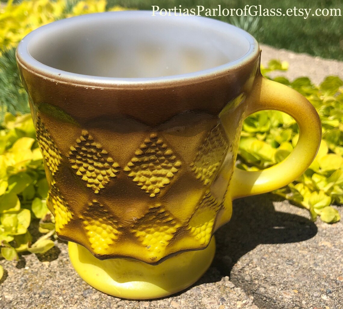 MCM Set of 3 Autumn Colors Milk Glass Mugs - Etsy