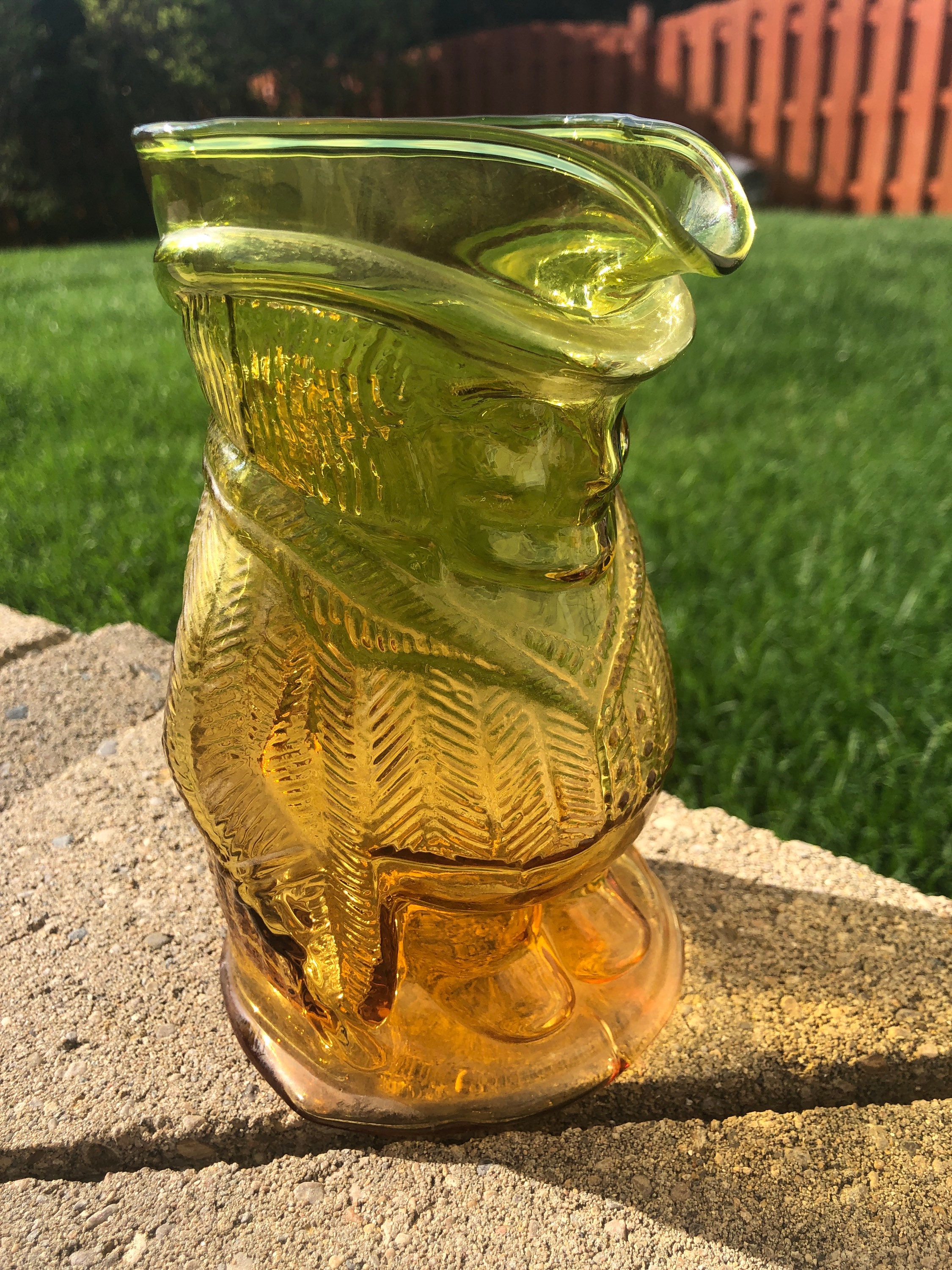 1950s Kanawha Amber/green Glass toby Friar Pitcher - Etsy