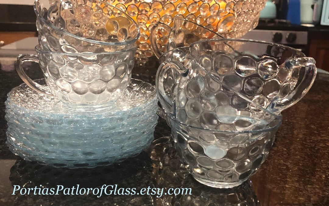 Eight (8) Bubble Blue Teacup & Saucer Sets - Etsy