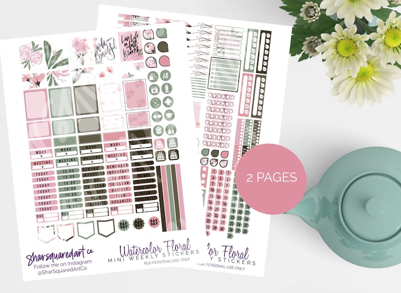 Printable Weekly Mini HP Kit Watercolor Floral, Mini Happy Planner ...