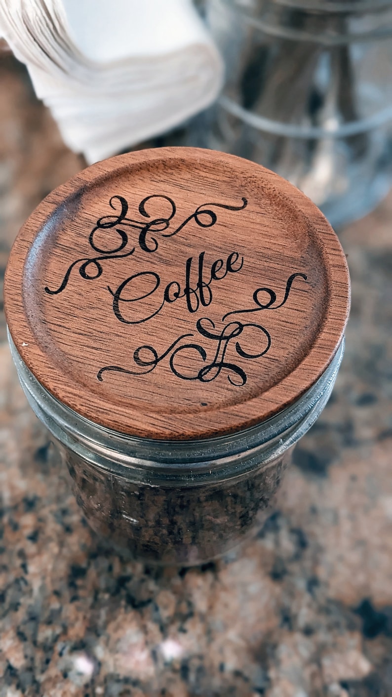 Wood Laser Engraved Regular and Wide Mouth Mason Jar Lids - Etsy