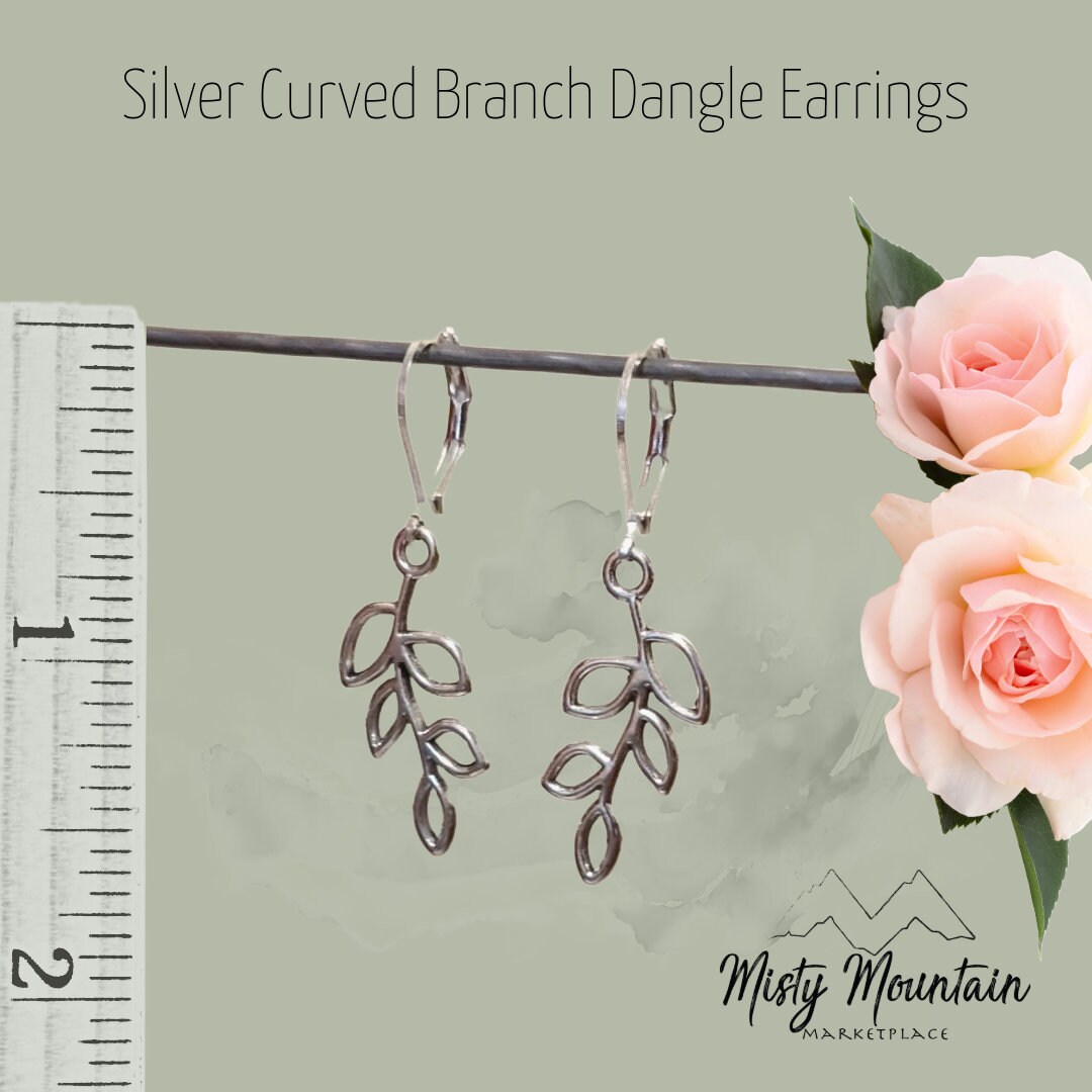 Silver Branch Dangle Earrings: Hypoallergenic Lever Back - Etsy