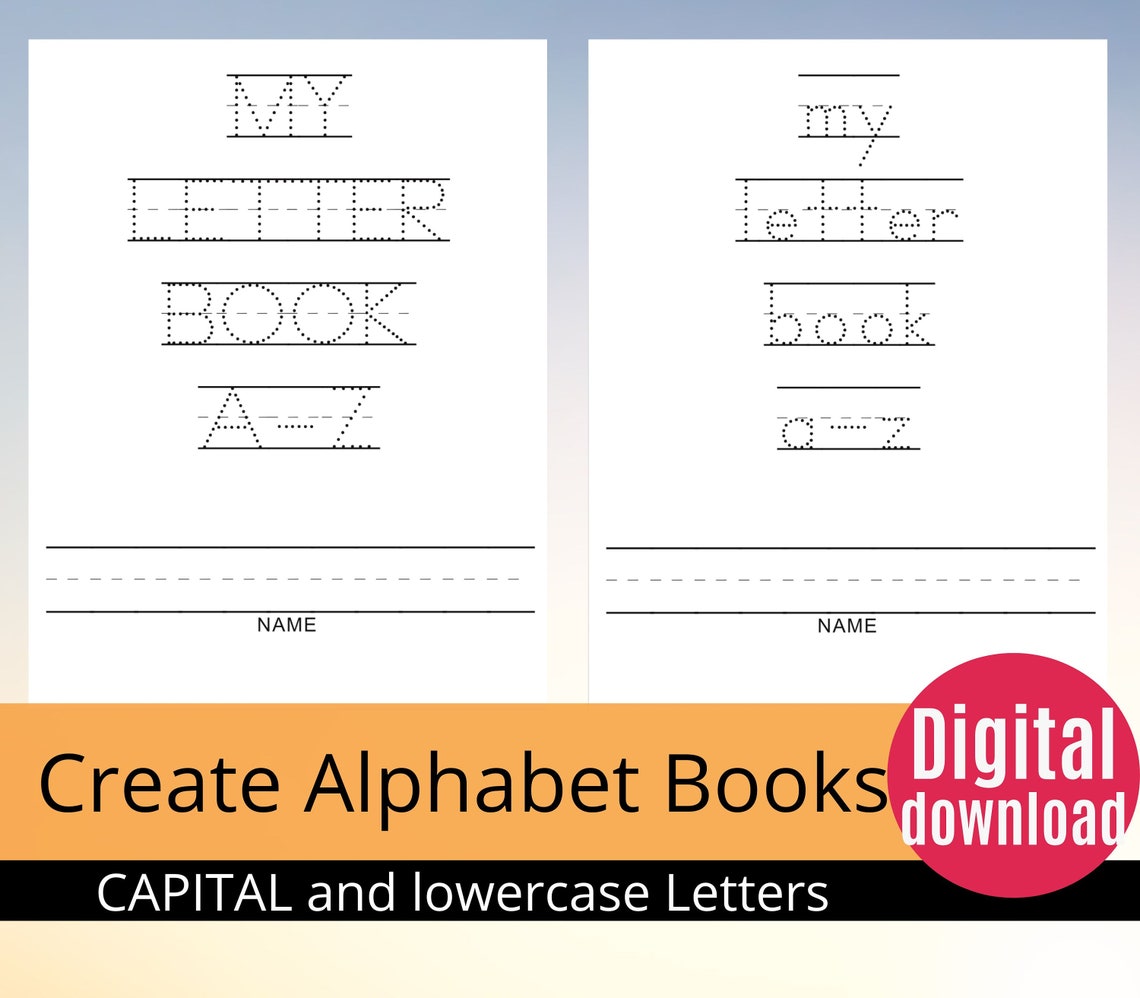 Outlined Alphabet Uppercase and Lowercase Letters for - Etsy