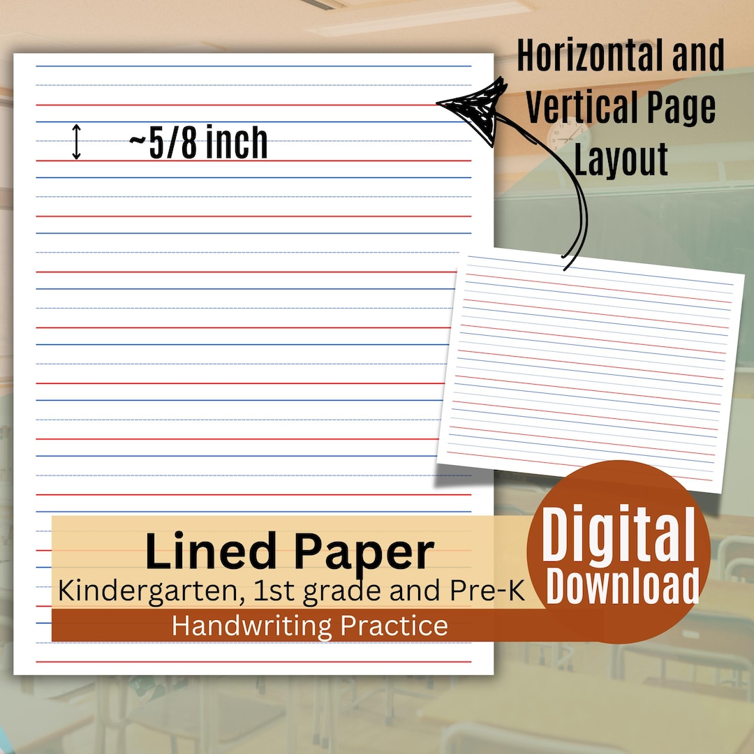 Printable Lined Paper for Kids – 5/8 Inch Spacing | Story Writing ...