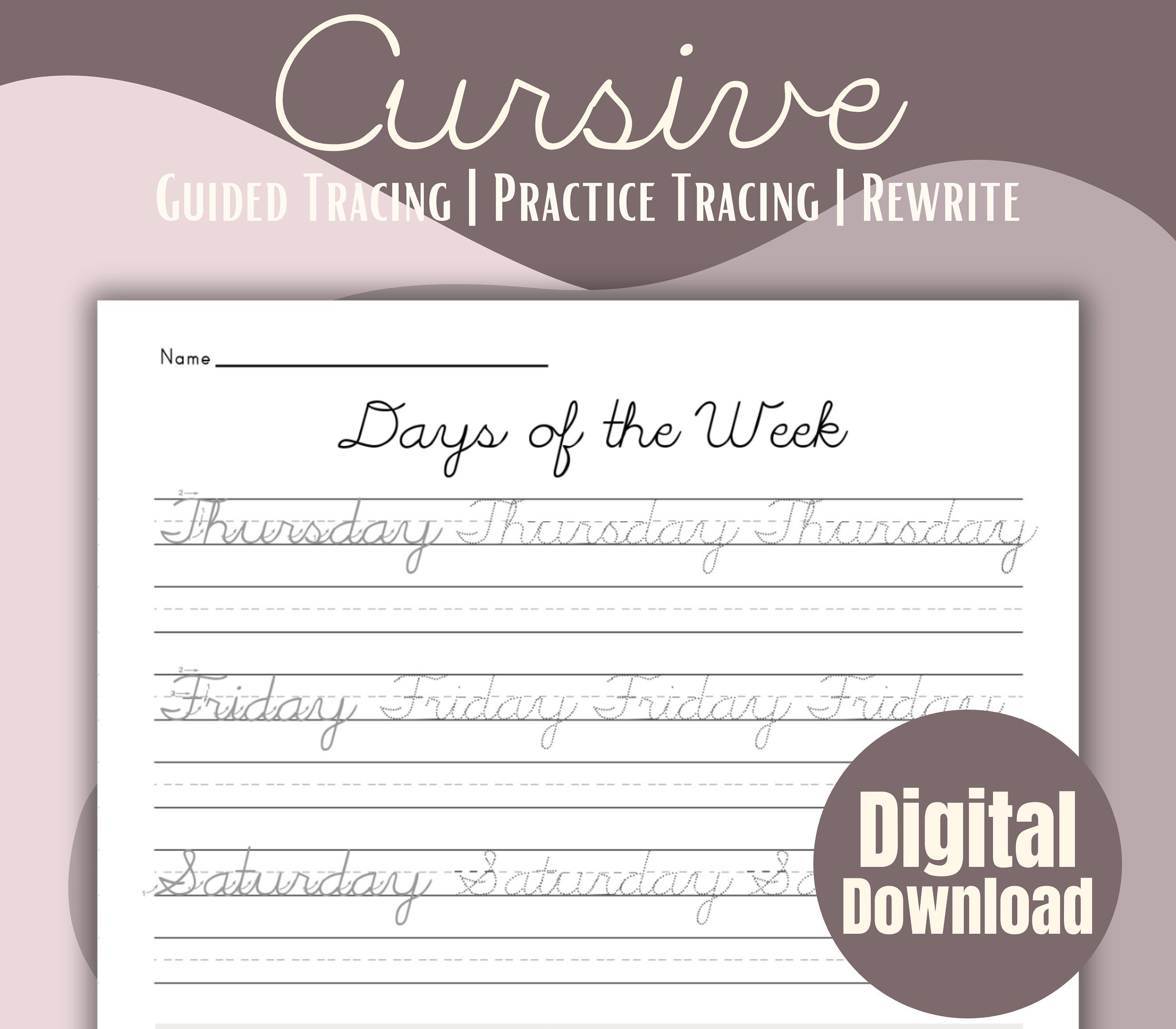 Cursive Tracing Worksheets: Days, Months, Common Words and Fun Facts ...