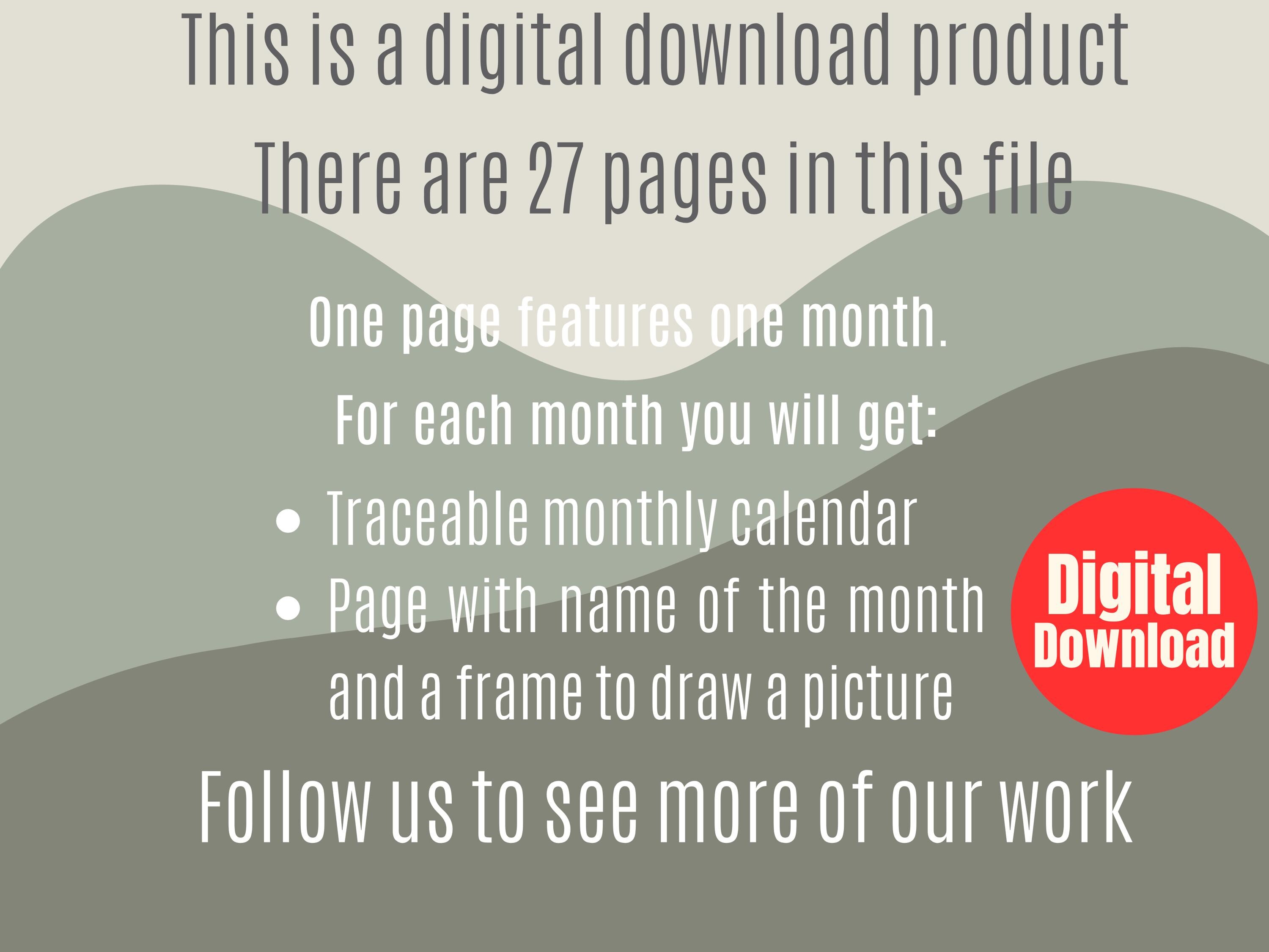 Printable Kids Calendar 2025-2026 – Traceable Monthly Pages for ...