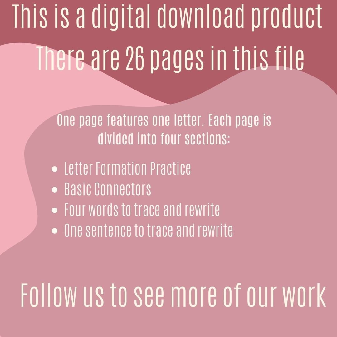 26-page Cursive Alphabet Practice Workbook: Letters, Connectors, Words ...
