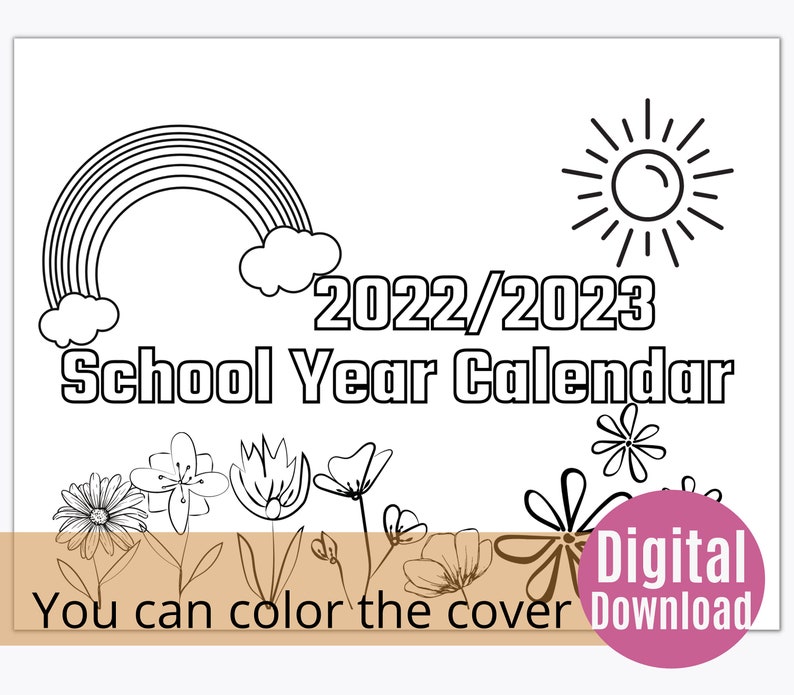 School Year Kid's Calendar 2022-2023 Kindergarten - Etsy