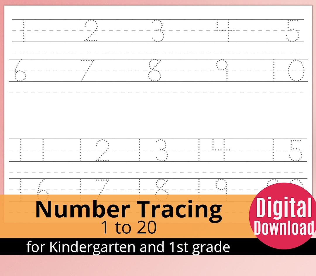 Number Tracing Worksheets - Traceable Numbers - Numbers 1-20 Worksheet ...