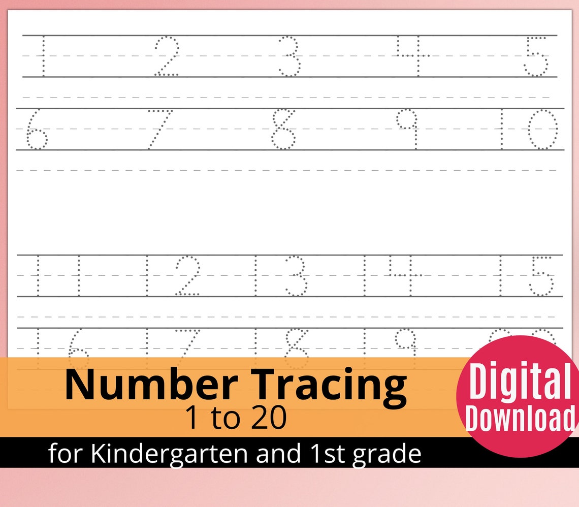 Number Tracing Worksheets - Traceable Numbers - Numbers 1-20 Worksheet ...