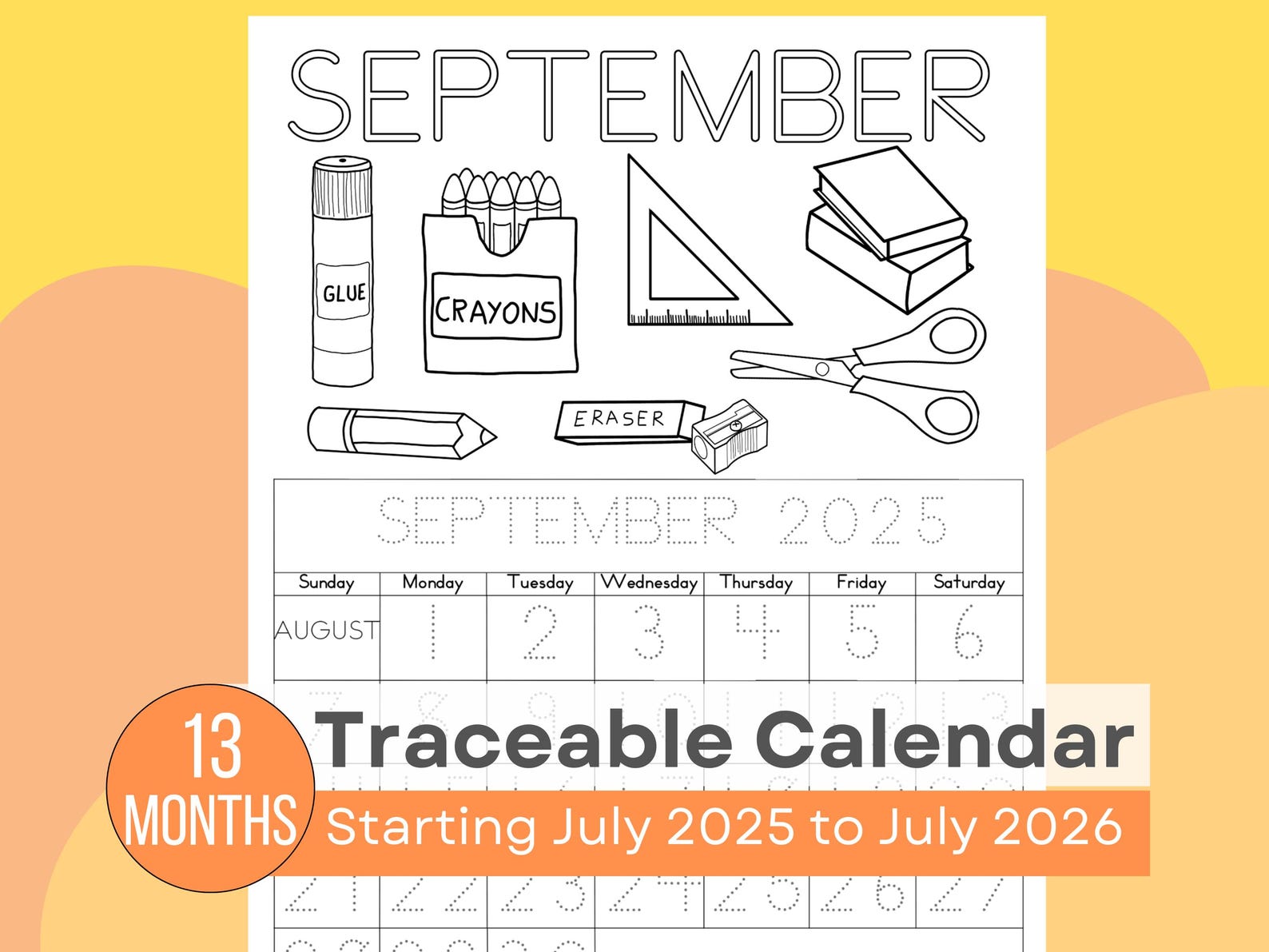 Printable Kids Calendar 2025/2026 – Monthly Tracing Calendar for ...