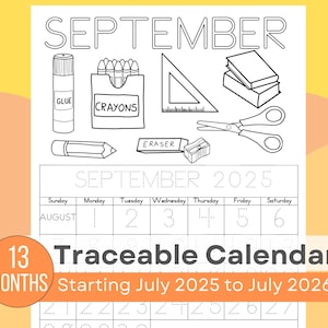 Printable Kids Calendar 2025/2026 – Monthly Tracing Calendar for ...