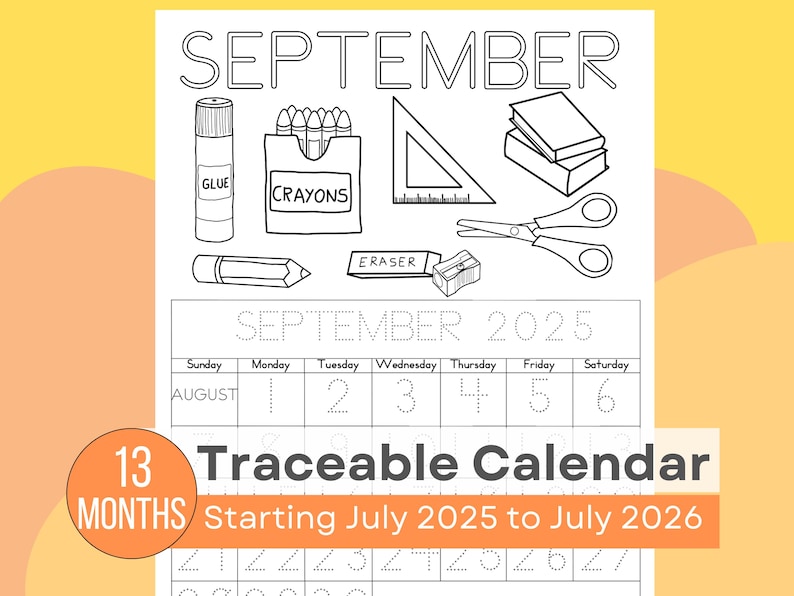 Printable Kids Calendar 2025/2026 – Monthly Tracing Calendar for ...