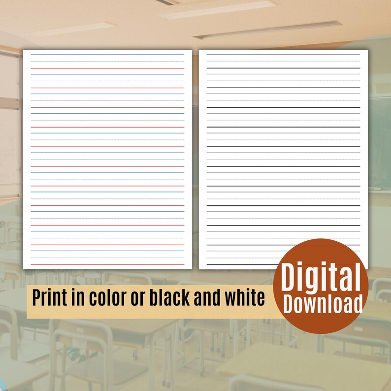 Printable Lined Paper for Kids – 5/8 Inch Spacing | Story Writing ...