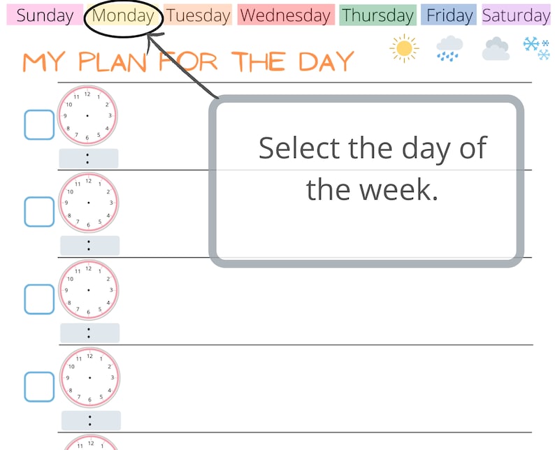 Printable Daily Kids Schedule With Learning Clock -visual Routine ...