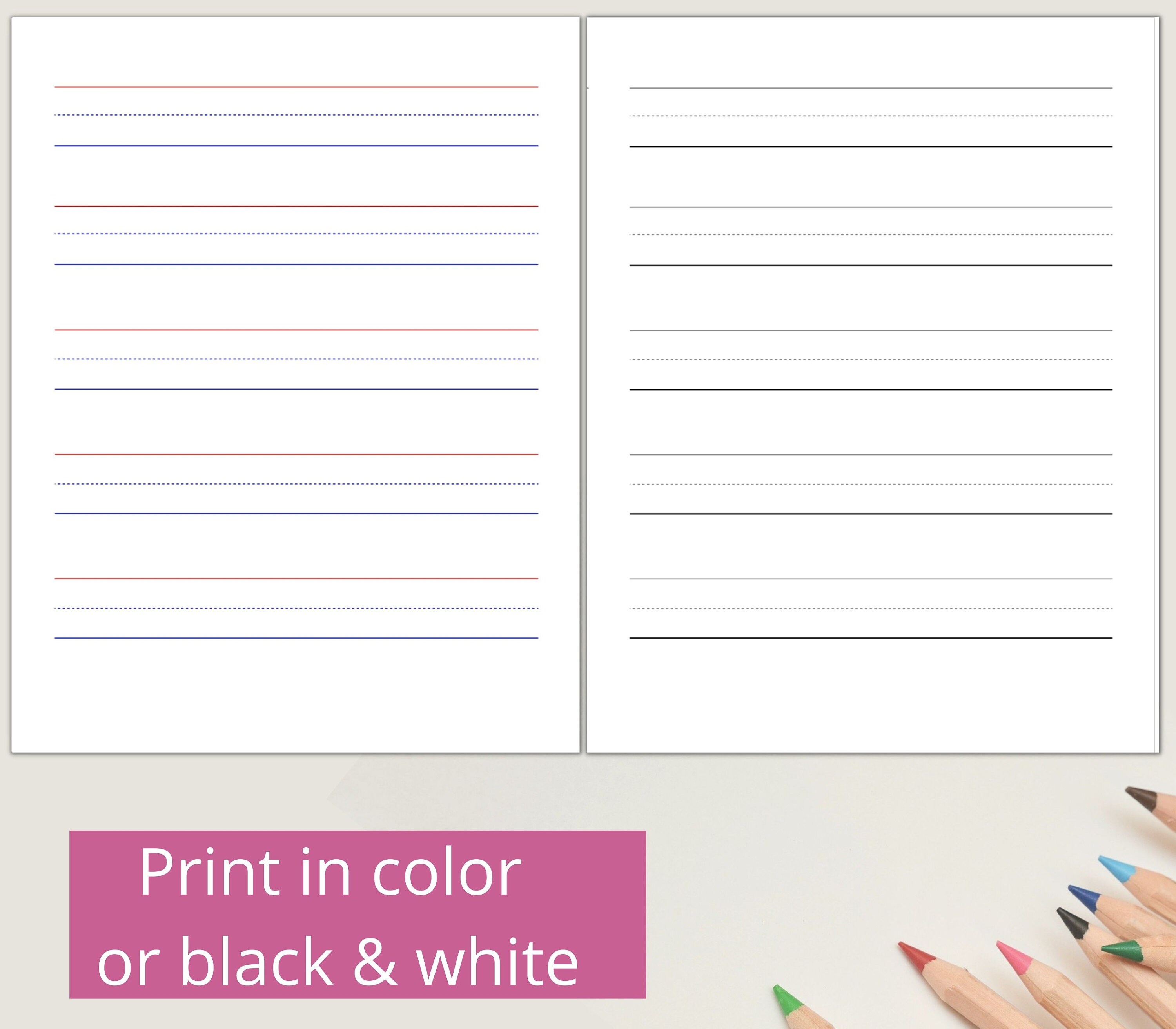 Kindergarten Lined Paper Printable - Handwriting Paper - Story Writing ...