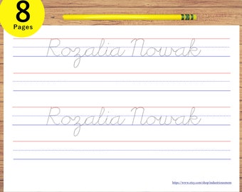 Personalized Cursive Writing Practice Worksheet Printable Script Name ...