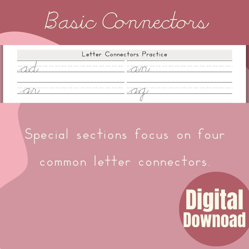 26-page Cursive Alphabet Practice Workbook: Letters, Connectors, Words ...