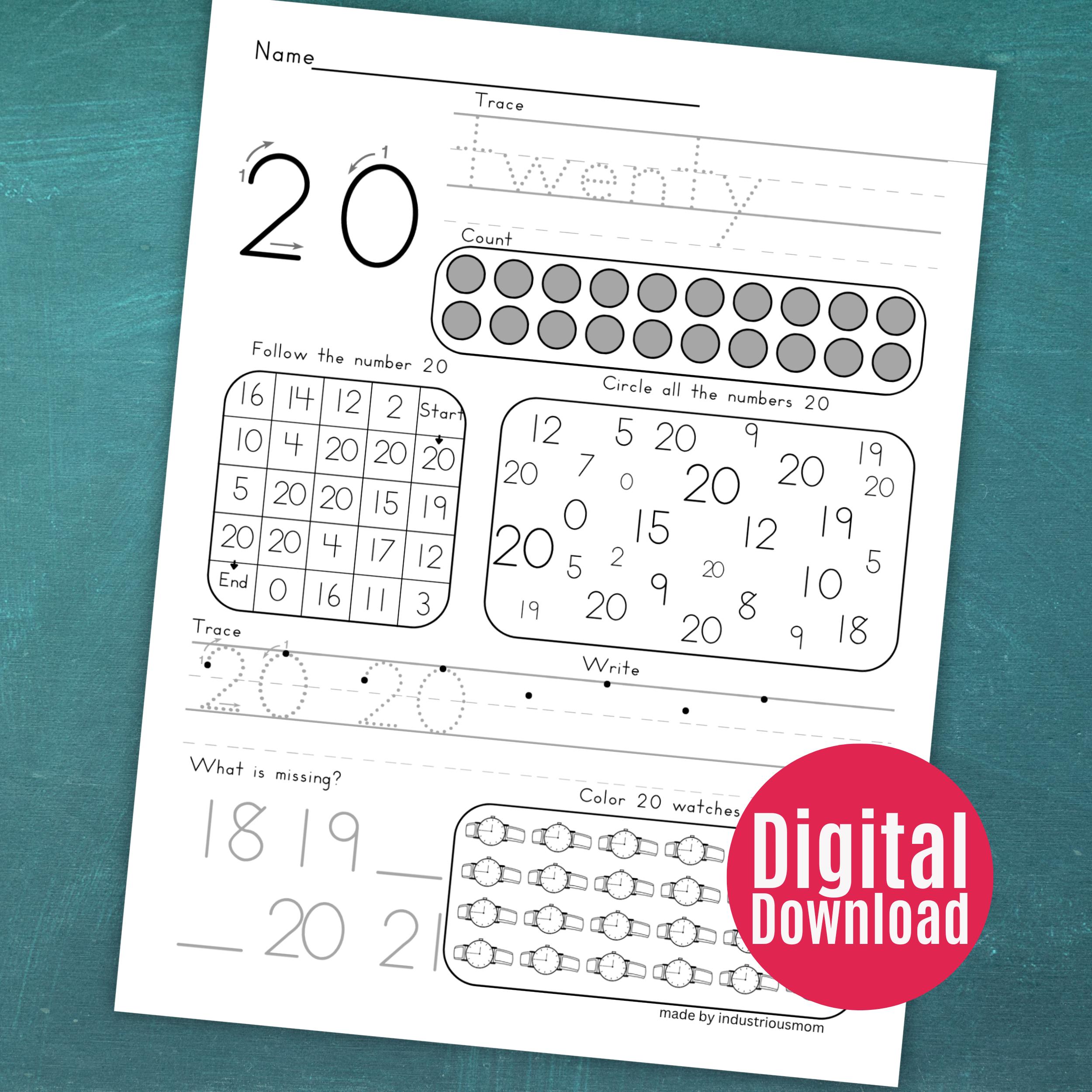 Kindergarten Number Practice Worksheets | Tracing, Counting, and Number ...