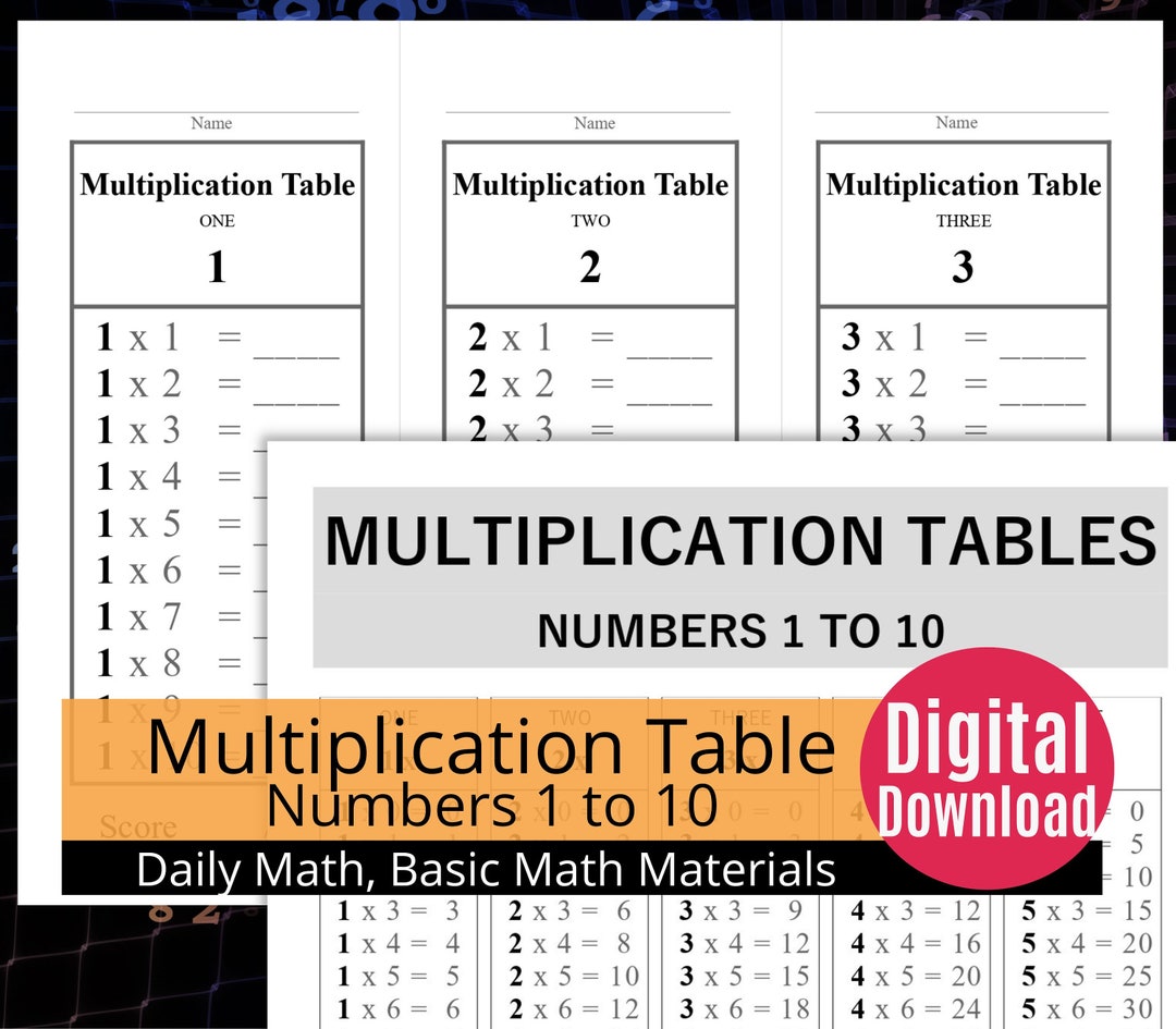 Daily Multiplication Practice Numbers 1 to 10, Basic Multiplication ...