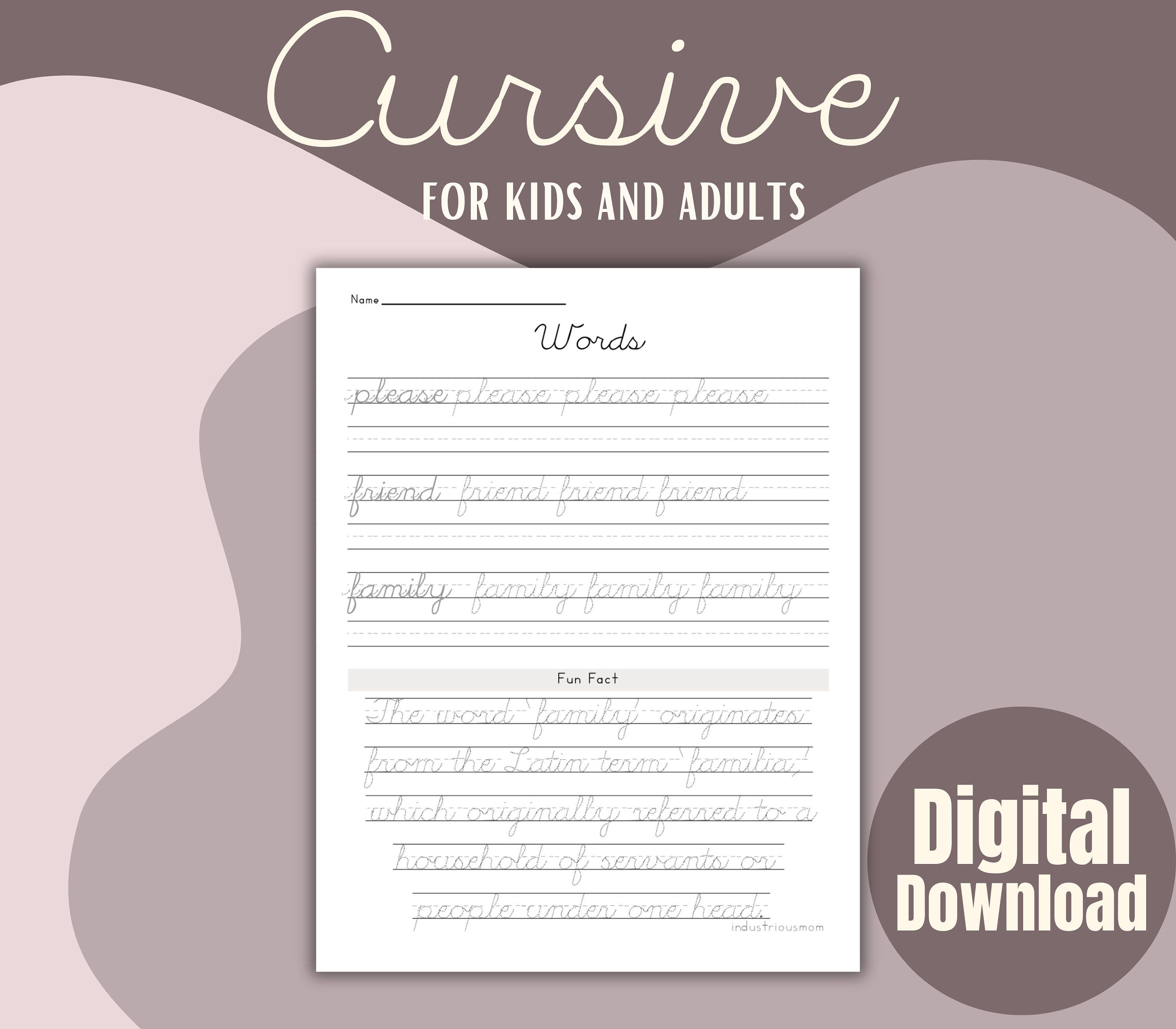 Cursive Tracing Worksheets: Days, Months, Common Words and Fun Facts ...