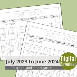 Kids Calendar With Traceable Numbers, School Year Calendar 2023 2024 ...