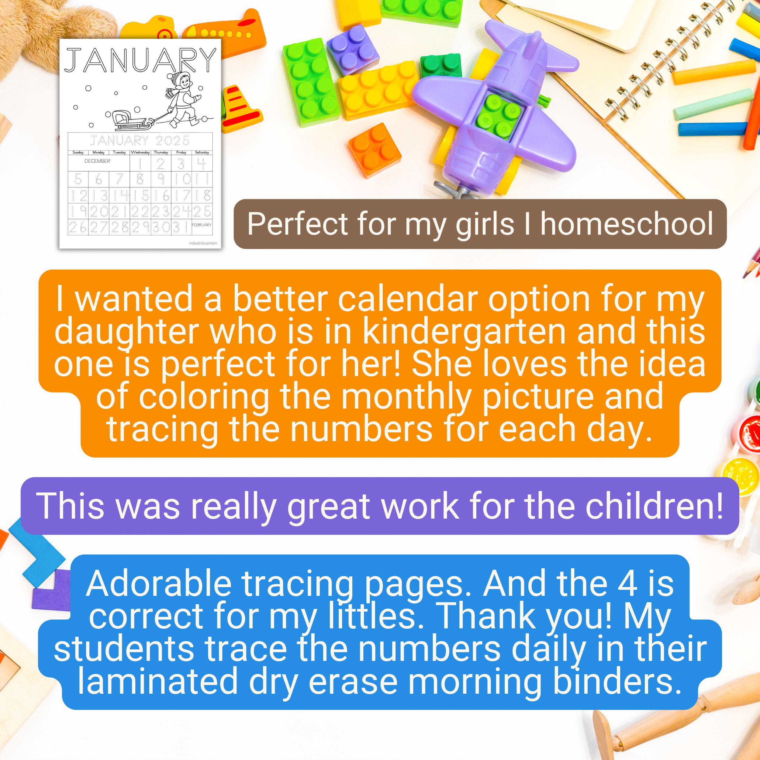 2025 Printable Kindergarten and Preschool Calendar With Traceable ...