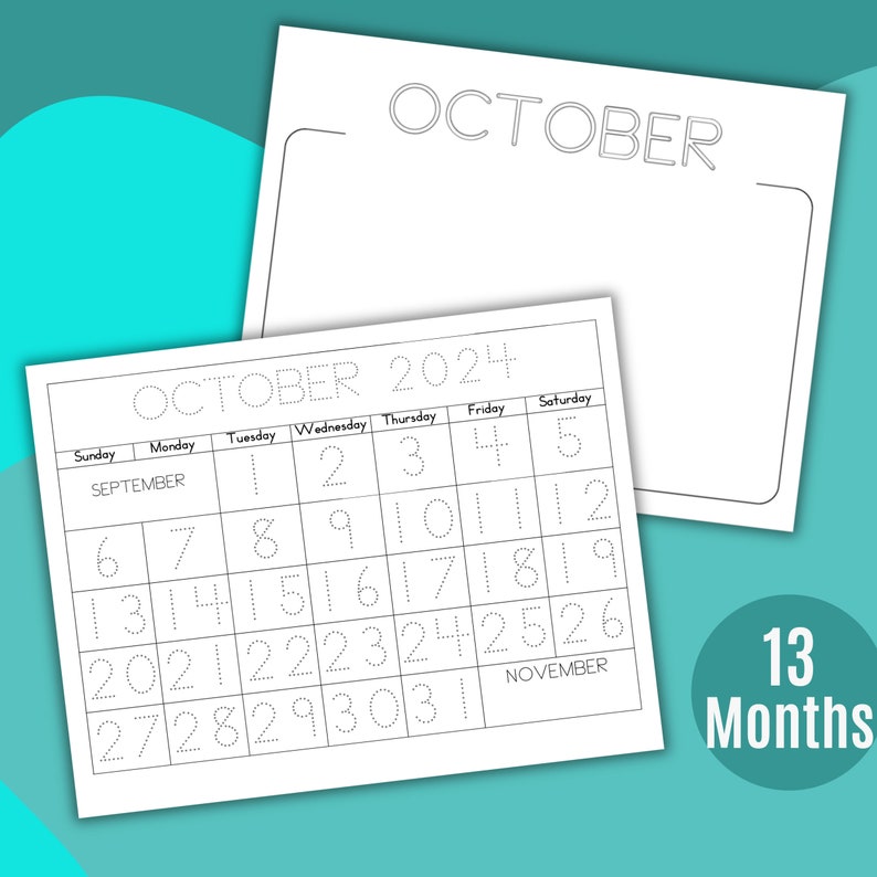 Educational Printable Kids Calendar for the School Year 2024-2025 With ...