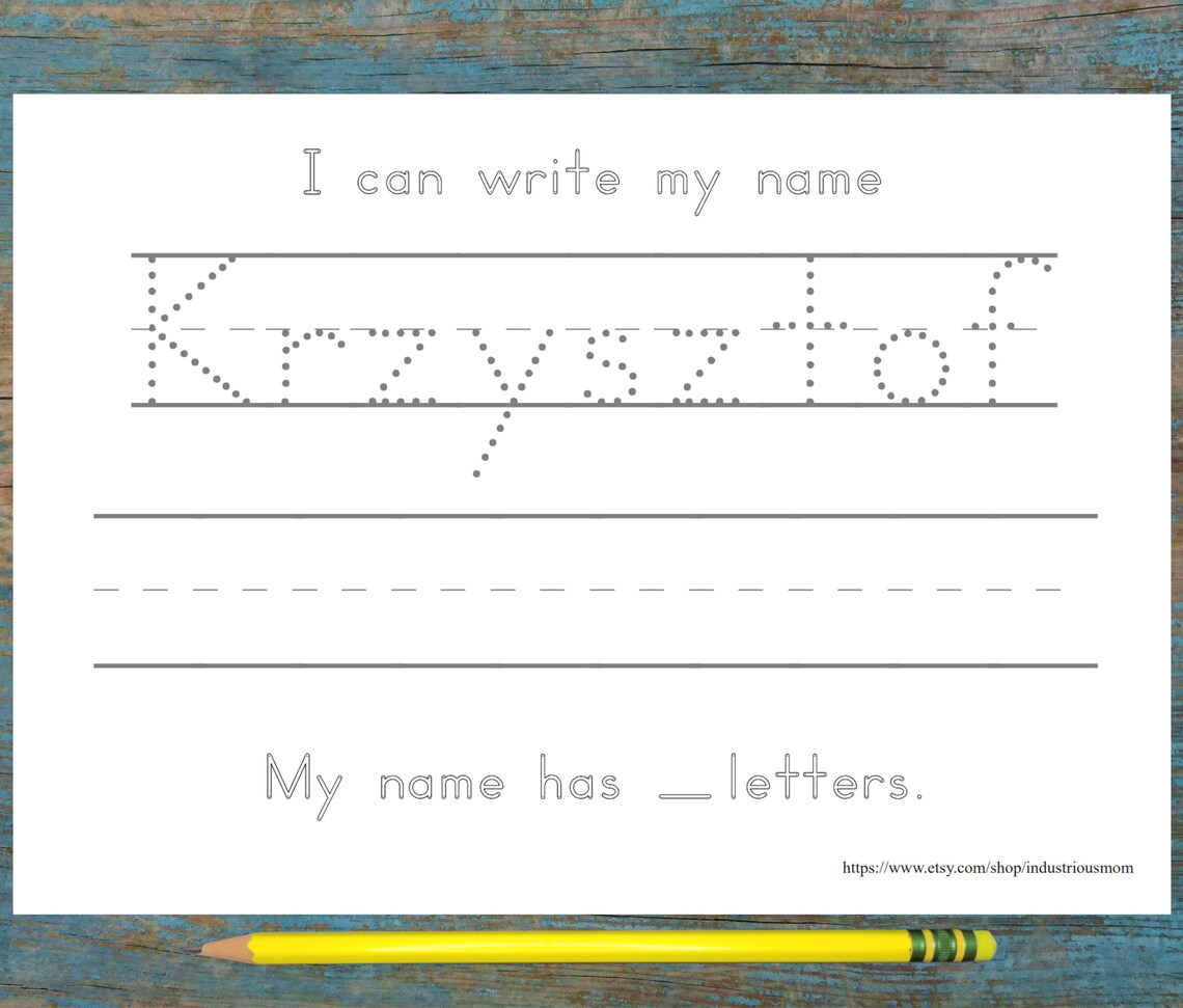 Custom First and Last Name Handwriting Practice Learning Write for Kids ...