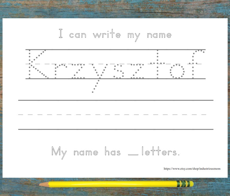 Custom First and Last Name Handwriting Practice Learning Write for Kids ...