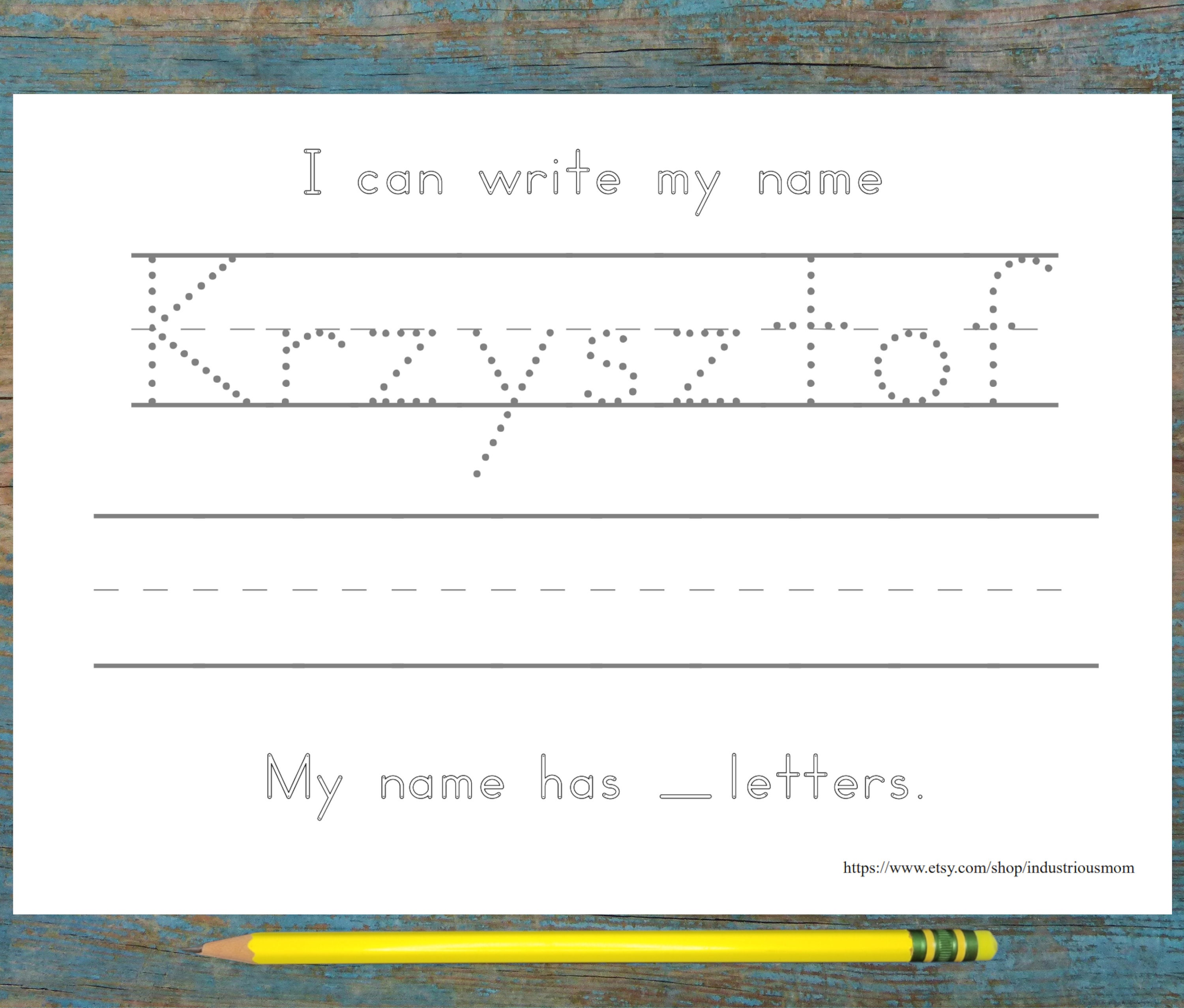 Custom First and Last Name Handwriting Practice Learning Write for Kids ...