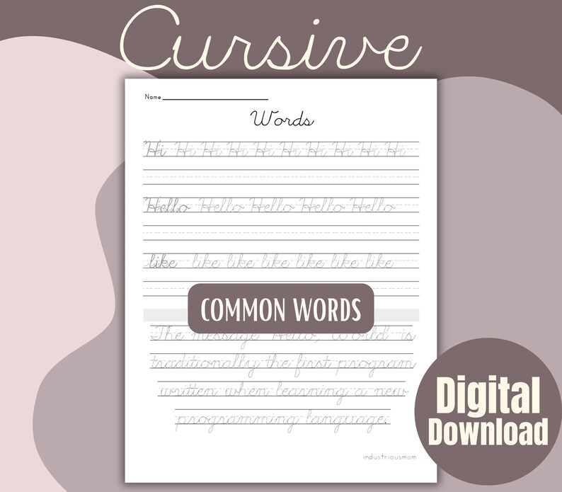 Cursive Tracing Worksheets: Days, Months, Common Words and Fun Facts ...