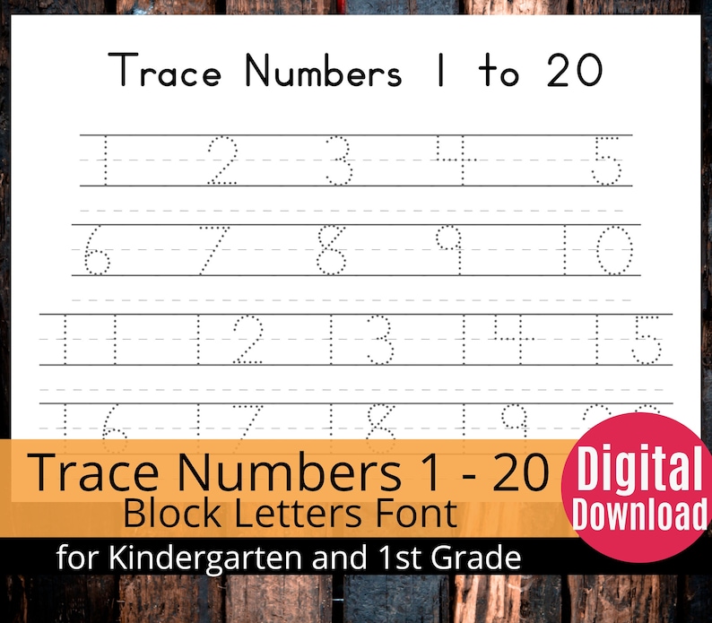 Traceable Print Numbers 1 to 20 Tracing Pages -learning to Write ...