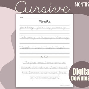 Cursive Tracing Worksheets: Days, Months, Common Words and Fun Facts ...