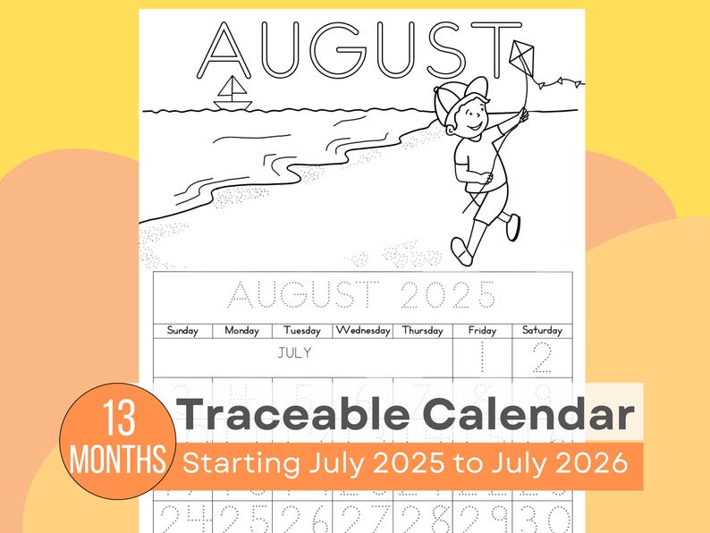 Printable Kids Calendar 2025/2026 – Monthly Tracing Calendar for ...