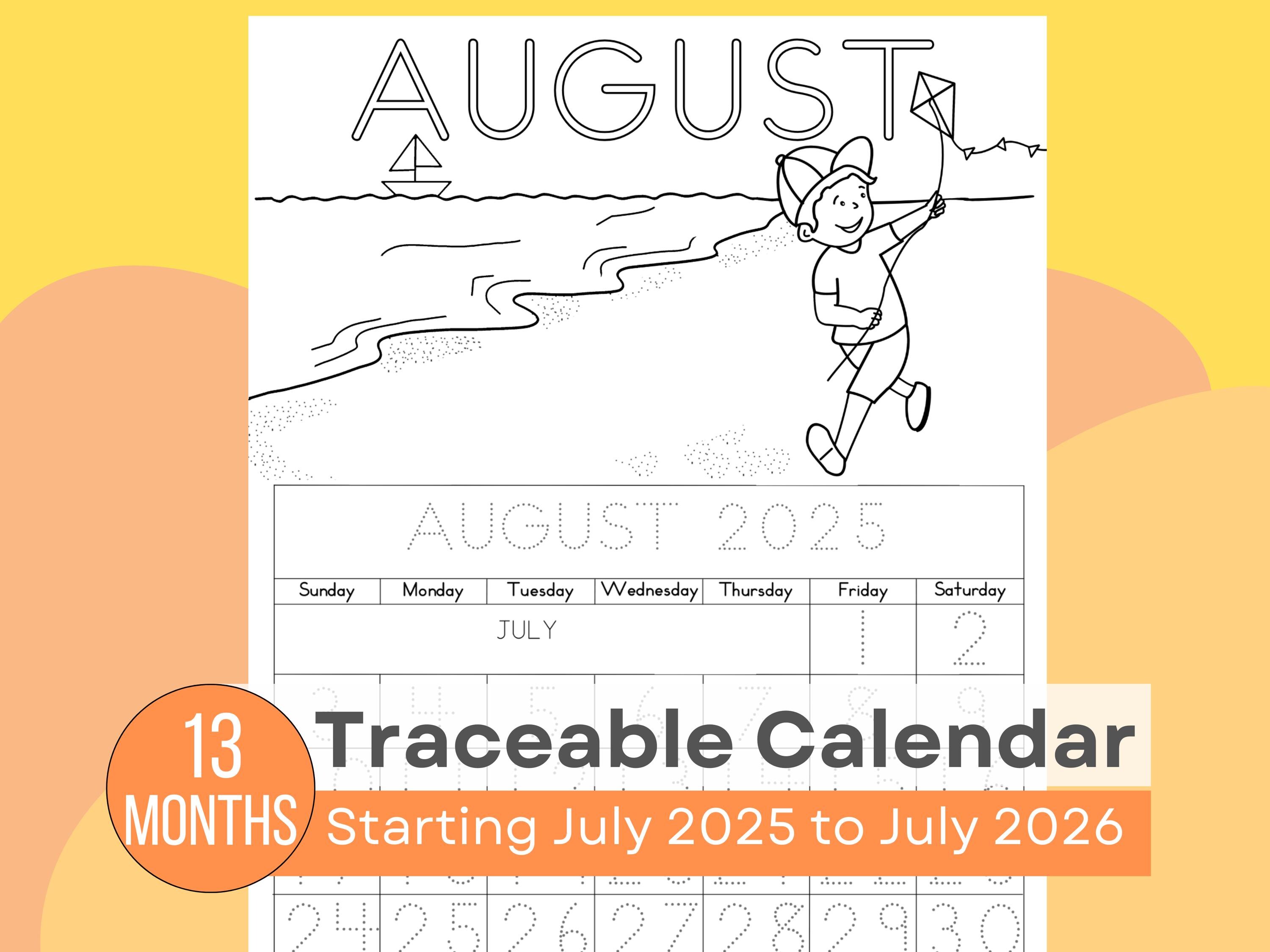Printable Kids Calendar 2025/2026 – Monthly Tracing Calendar for ...