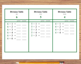 Blank Division Table