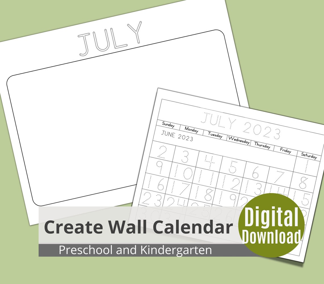 Kids Calendar With Traceable Numbers, School Year Calendar 2023 2024 ...