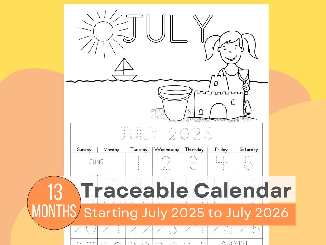 Printable Kids Calendar 2025/2026 – Monthly Tracing Calendar for ...