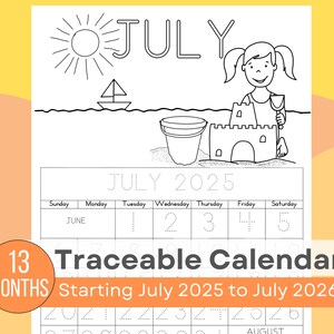 Printable Kids Calendar 2025/2026 – Monthly Tracing Calendar for ...
