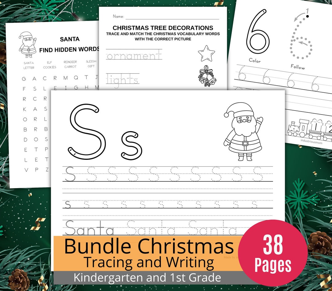 Holiday Printable Worksheets for Kids With Tracing Alphabet - Etsy
