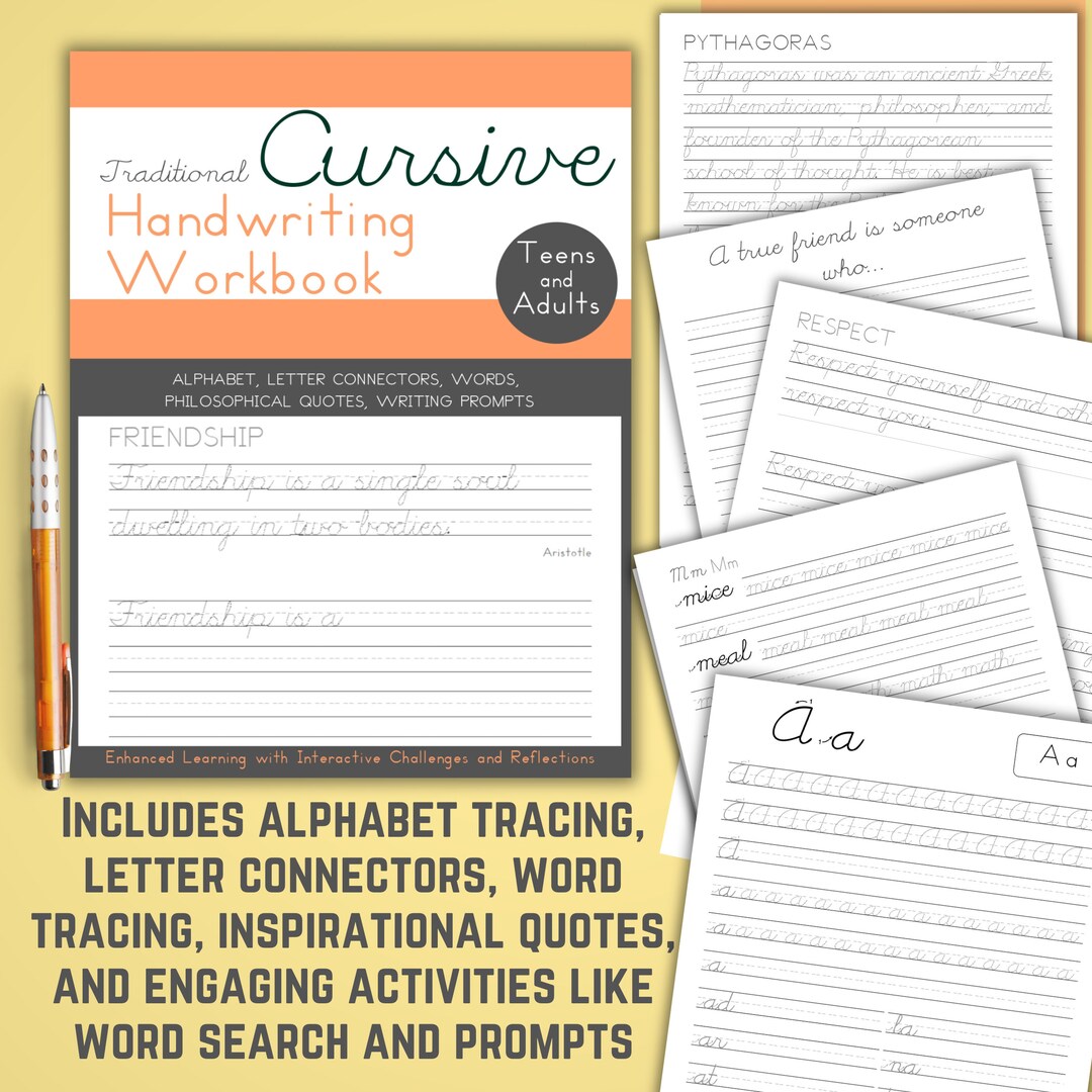 Cursive Handwriting Practice Workbook for Teens & Adults | Printable ...
