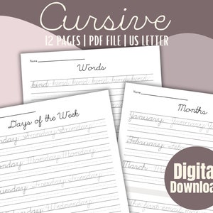 Cursive Tracing Worksheets: Days, Months, Common Words and Fun Facts ...