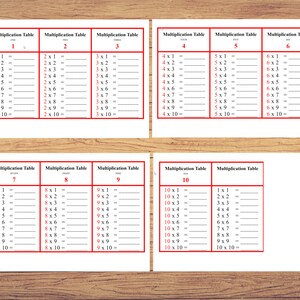 Multiplication Tables - Montessori Math, Printable Problem Cards ...